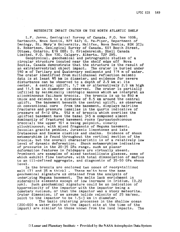 (PDF) Meteorite Impact Crater on the North Atlantic Shelf