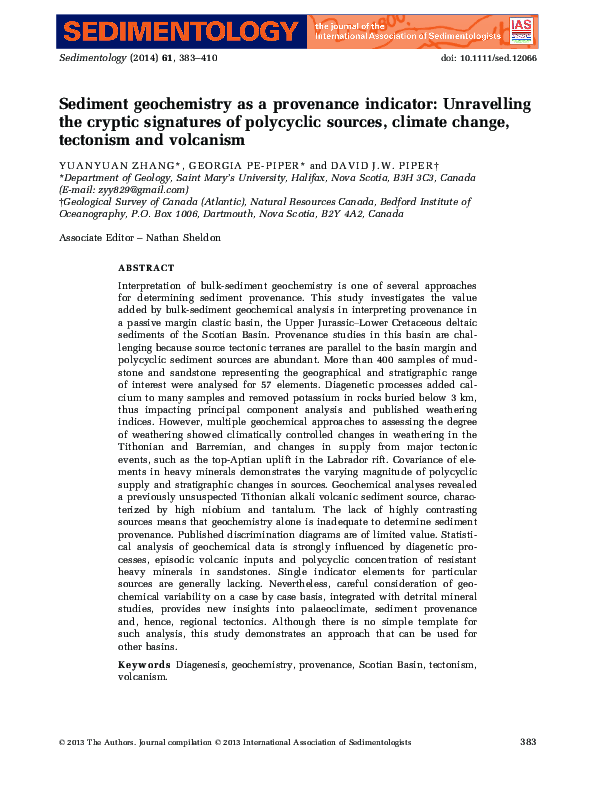 (PDF) Sediment geochemistry as a provenance indicator: Unravelling the ...