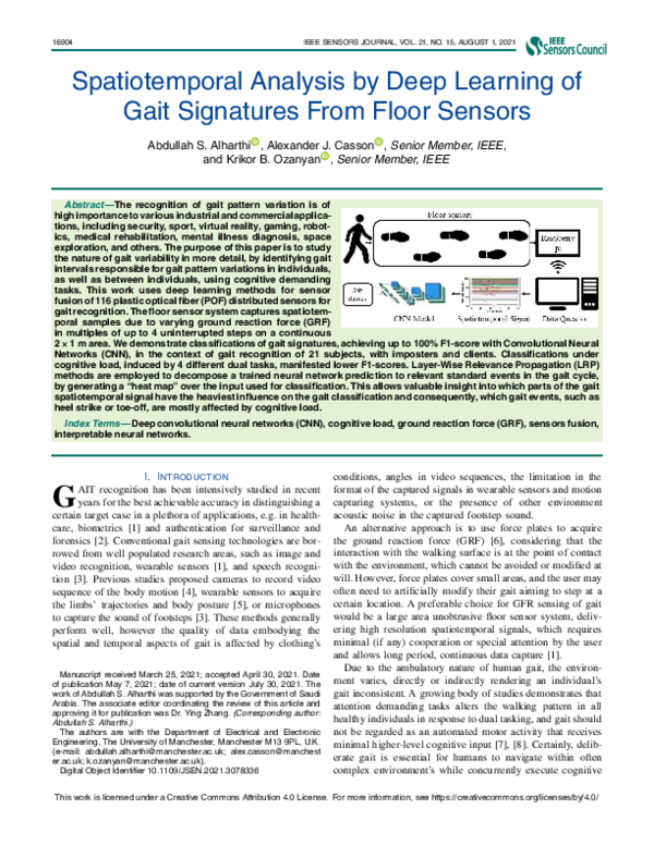 (PDF) Spatiotemporal Analysis by Deep Learning of Gait Signatures From ...