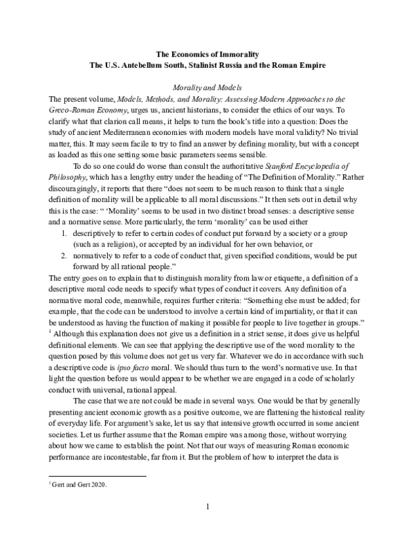 (PDF) The Economics of Immorality The U.S. Antebellum South, Stalinist ...