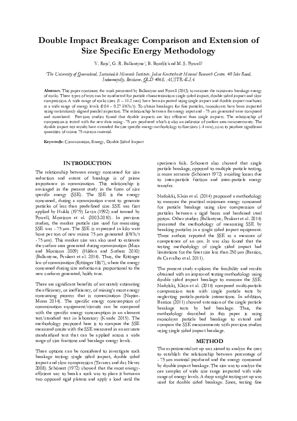 (PDF) Double Impact Breakage: Comparison and Extension of Size Specific ...