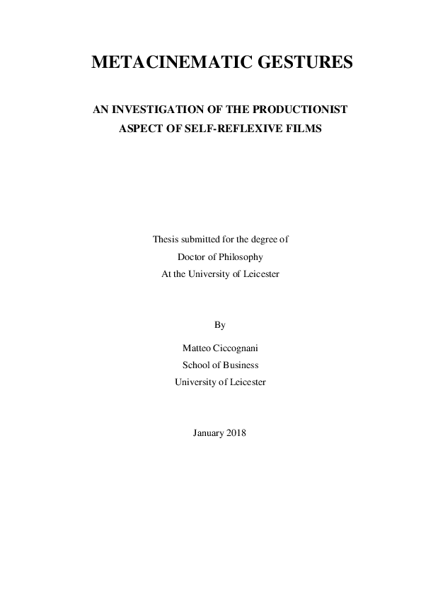 (PDF) Metacinematic Gestures: an Investigation of the Productionist ...