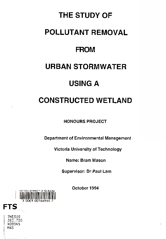 (PDF) The study of pollutant removal from urban stormwater using a ...
