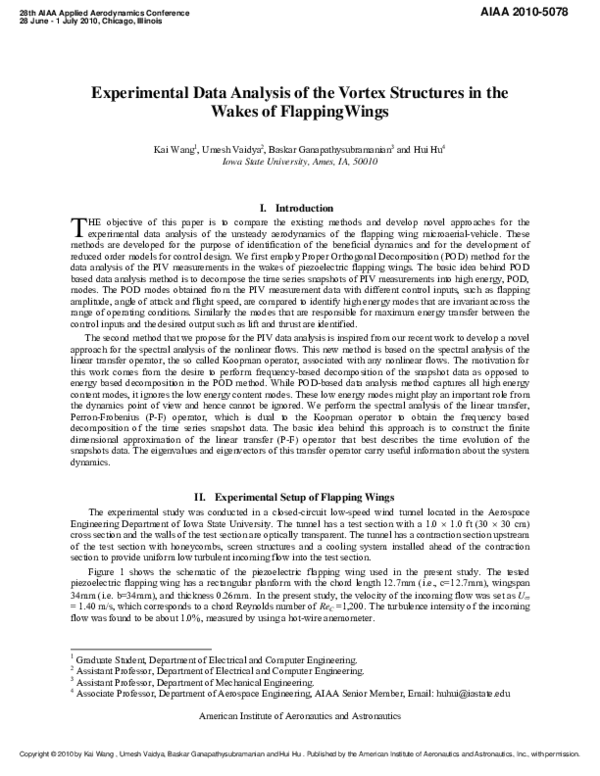 (PDF) Analyzing Vortex Structures in Flapping Wings
