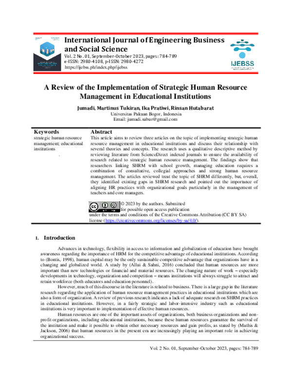 (PDF) A Review of the Implementation of Strategic Human Resource ...