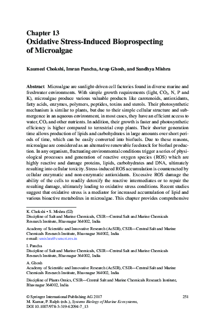 (PDF) Oxidative Stress-Induced Bioprospecting of Microalgae