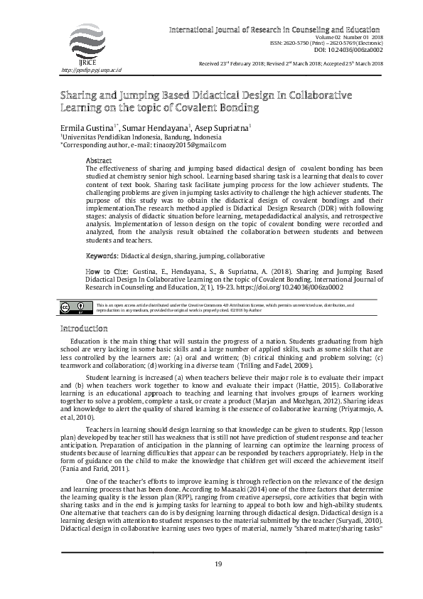 (PDF) Sharing and Jumping Based Didactical Design In Collaborative ...