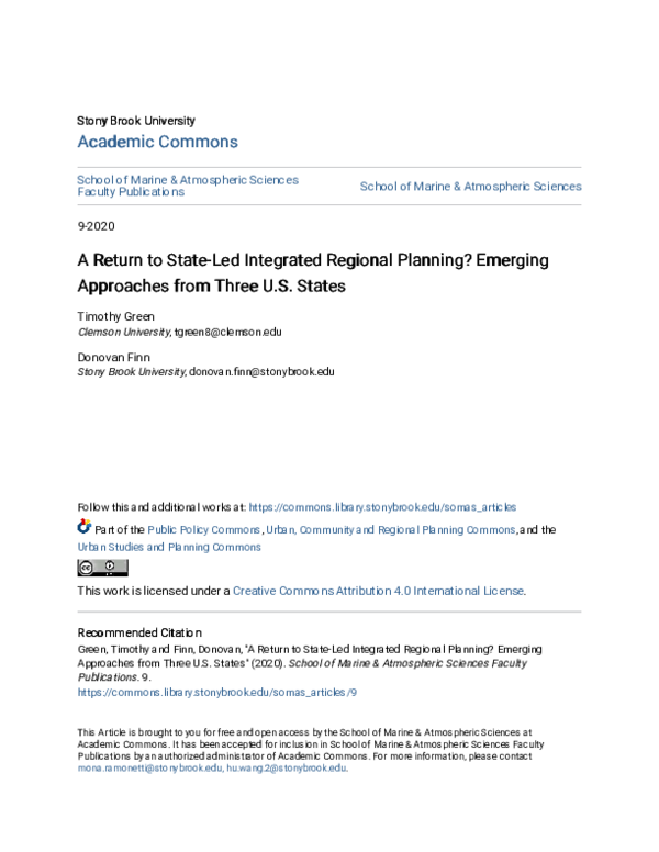 (PDF) A Return to State-Led Integrated Regional Planning? Emerging ...