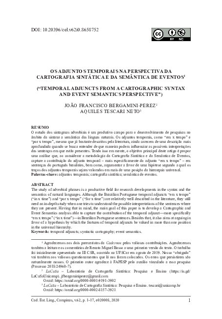 (PDF) Os adjuntos temporais na perspectiva da Cartografia Sintática e da Semântica de Eventos ...