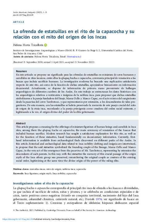 (PDF) La ofrenda de estatuillas en el rito de la capacocha y su ...
