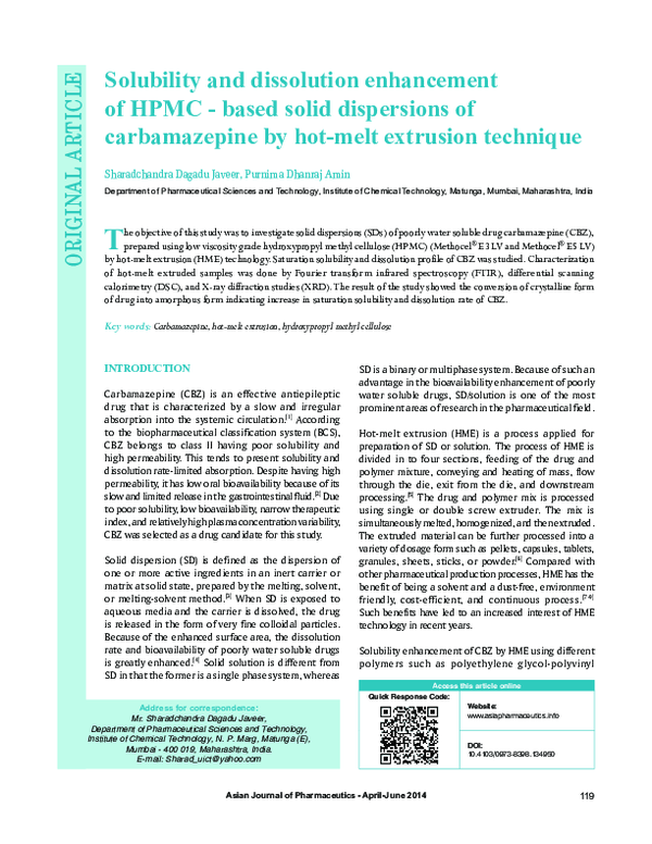 (PDF) Solubility and dissolution enhancement of HPMC - based solid ...