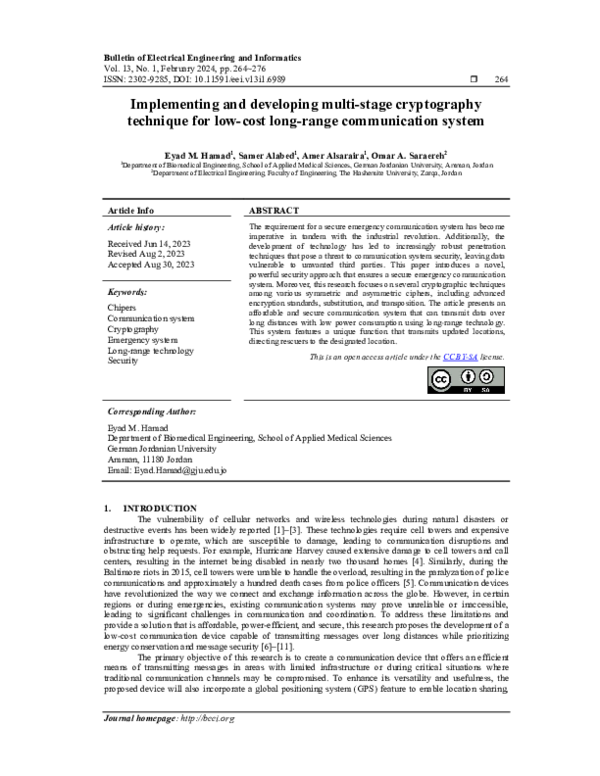 (PDF) Implementing and developing multi-stage cryptography technique for low-cost long-range ...