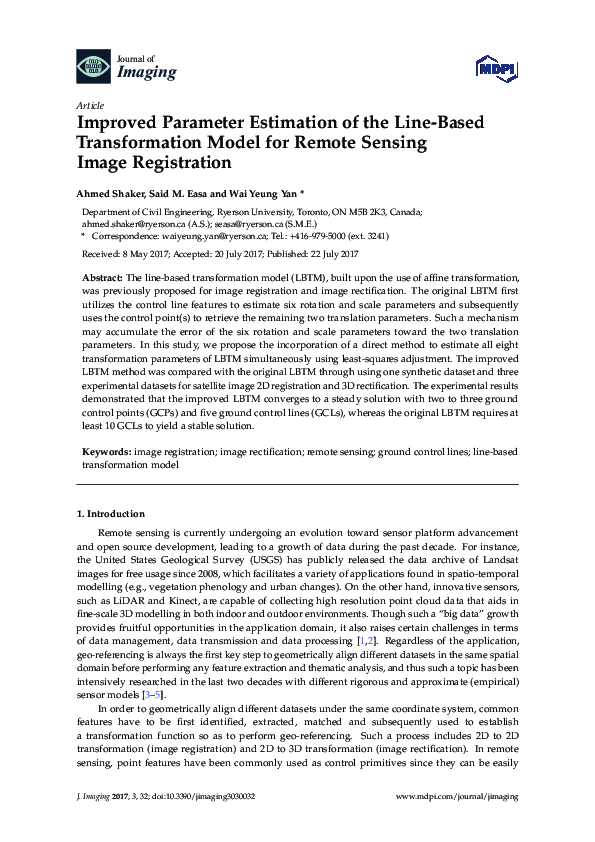(PDF) Improved Parameter Estimation of the Line-Based Transformation Model for Remote Sensing ...
