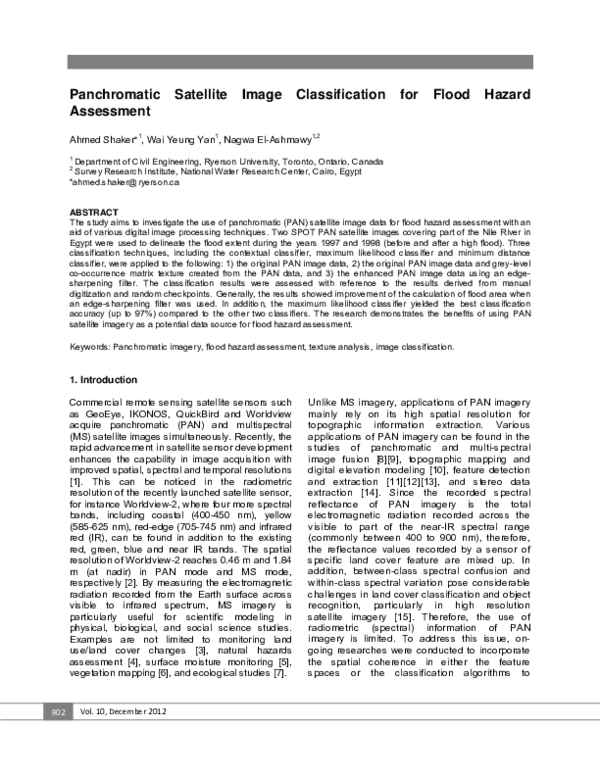 (PDF) Panchromatic Satellite Image Classification for Flood Hazard Assessment | Wai Yan ...