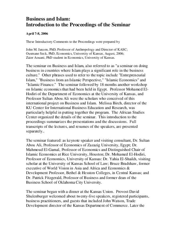 (PDF) Introduction to Seminar and Overview of Proceedings