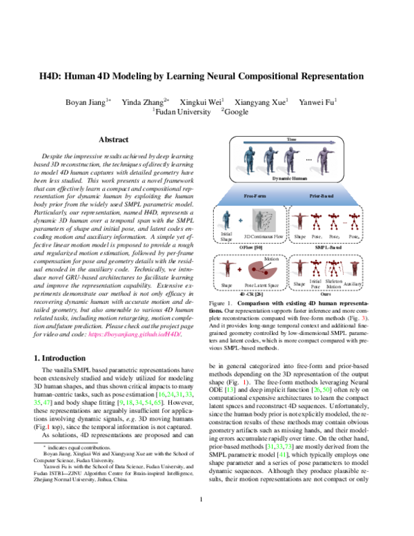 (PDF) H4D: Human 4D Modeling by Learning Neural Compositional Representation