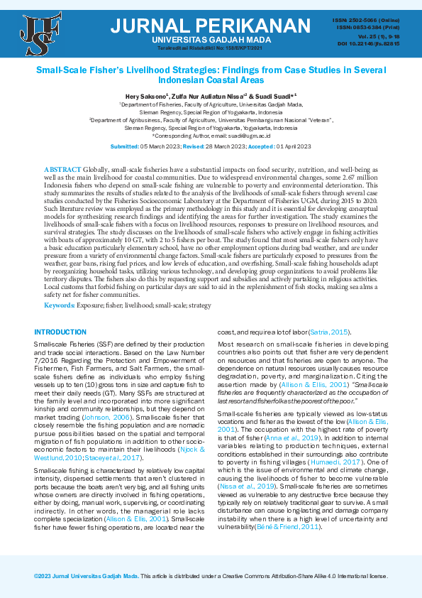 (PDF) Small-Scale Fisher's Livelihood Strategies: Findings from Case ...