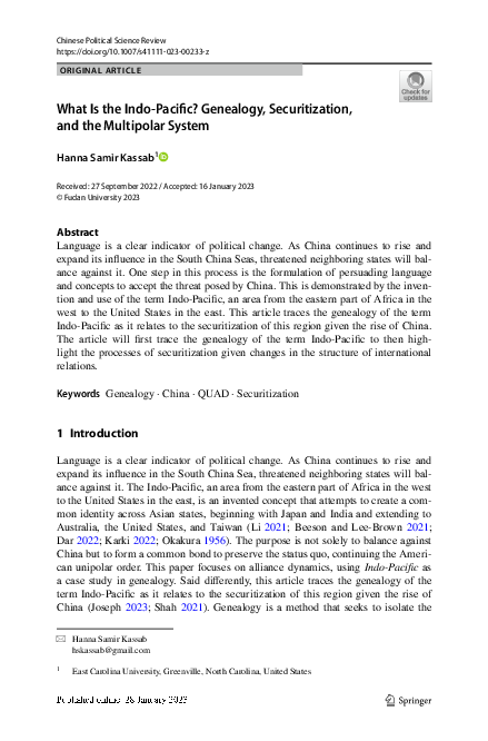 (PDF) What Is the Indo-Pacific? Genealogy, Securitization, and the ...