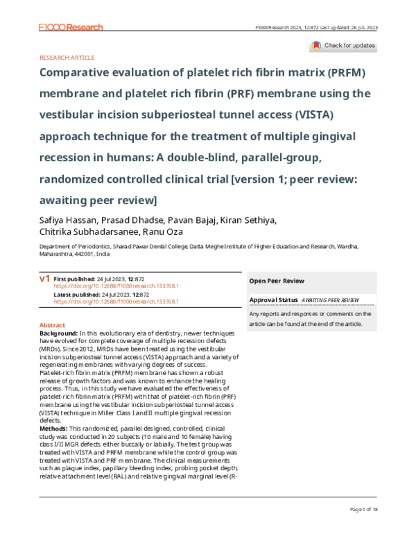 (PDF) Comparative evaluation of platelet rich fibrin matrix (PRFM ...