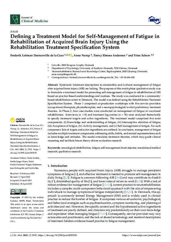 (PDF) Defining a Treatment Model for Self-Management of Fatigue in ...