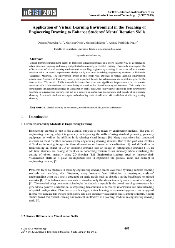 (PDF) Application of virtual learning environment in the teaching of engineering drawing to ...