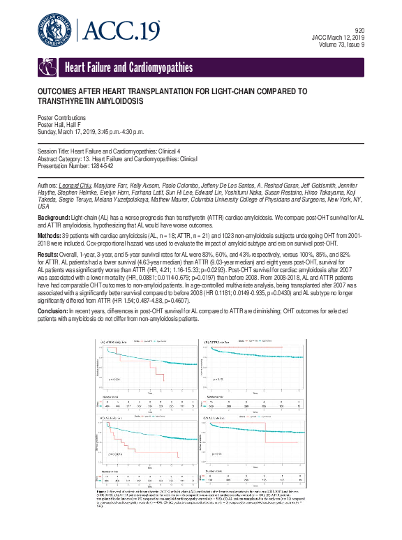(PDF) Outcomes After Heart Transplantation for Light-Chain Compared to Transthyretin Amyloidosis