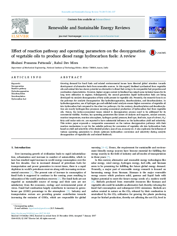 (PDF) Effect of reaction pathway and operating parameters on the ...