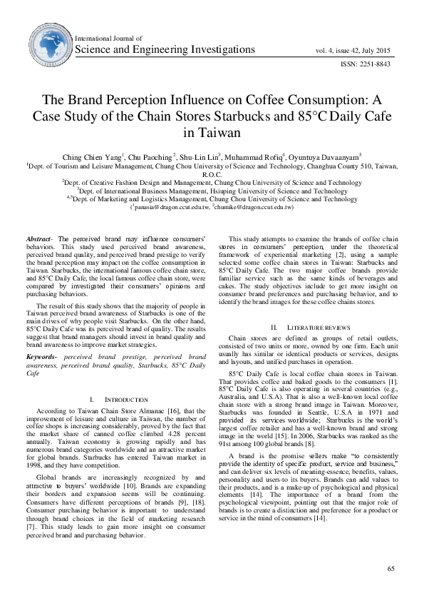 (PDF) The Brand Perception Influence on Coffee Consumption: A Case ...