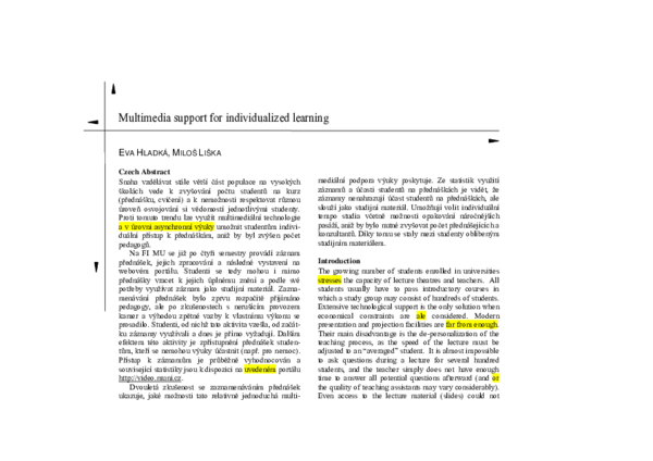(PDF) Multimedia support for individualized learning