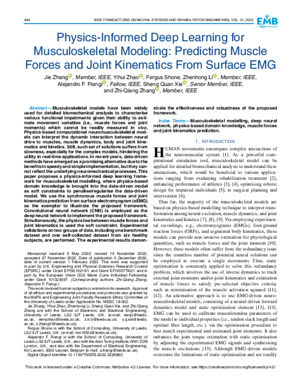 (PDF) Physics-Informed Deep Learning for Musculoskeletal Modeling: Predicting Muscle Forces and ...
