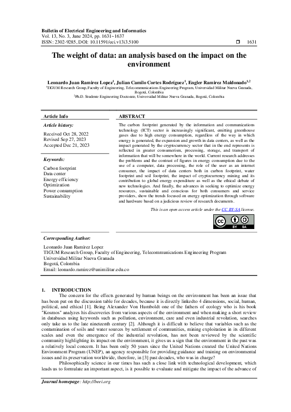 (PDF) The weight of data: an analysis based on the impact on the ...