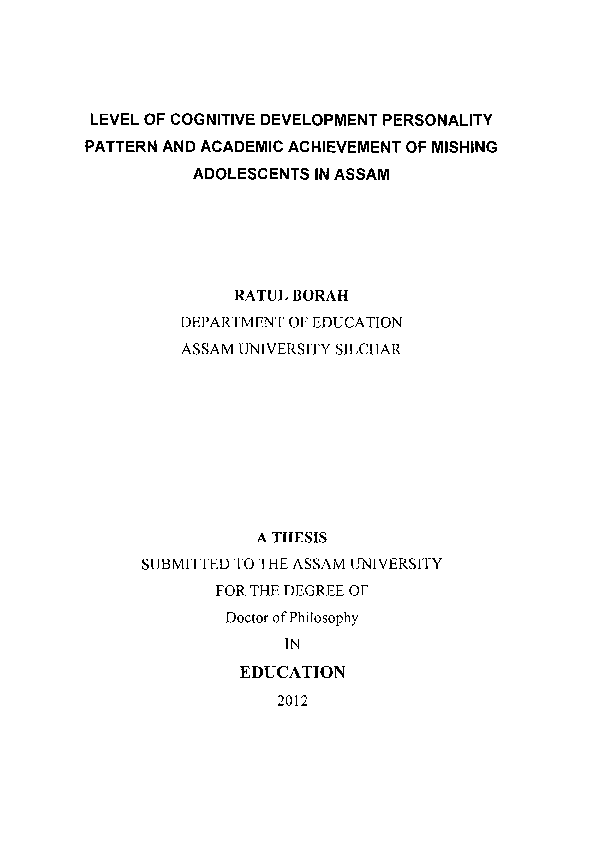 (PDF) Level of cognitive development personality pattern and academic ...