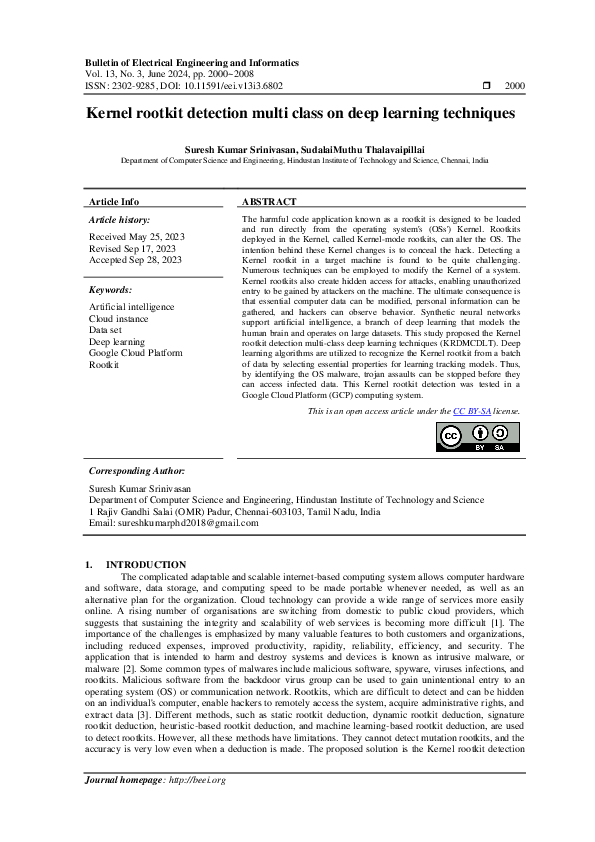 Pdf Kernel Rootkit Detection Multi Class On Deep Learning Techniques 3316