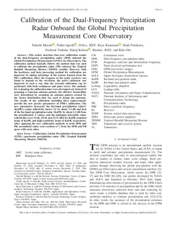 (PDF) Calibration of the Dual-Frequency Precipitation Radar Onboard the ...