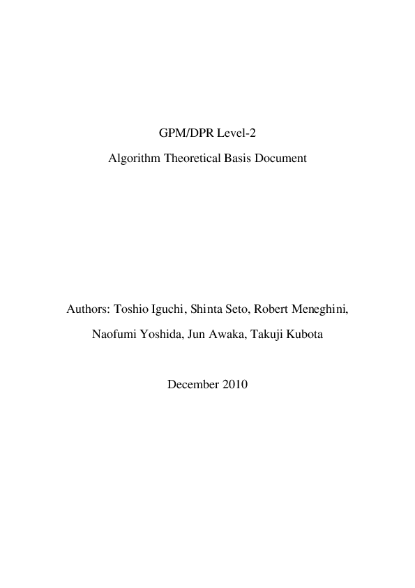 (PDF) GPM/DPR Level-2 Algorithm Theoretical Basis Document