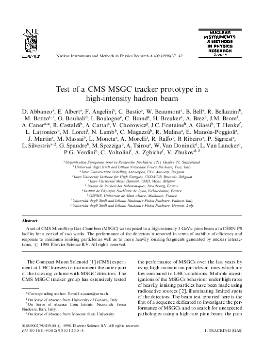 (PDF) Test of a CMS MSGC tracker prototype in a high-intensity hadron beam