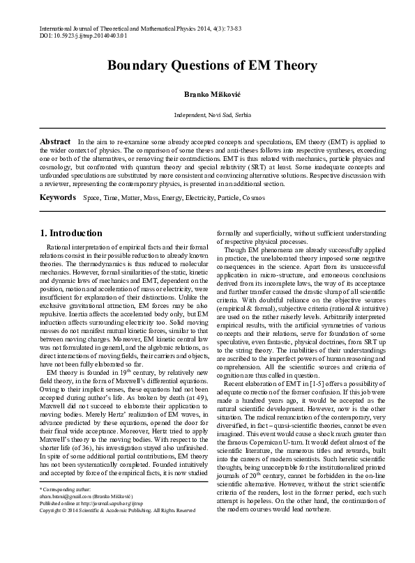 (PDF) Basic Laws of EM Theory
