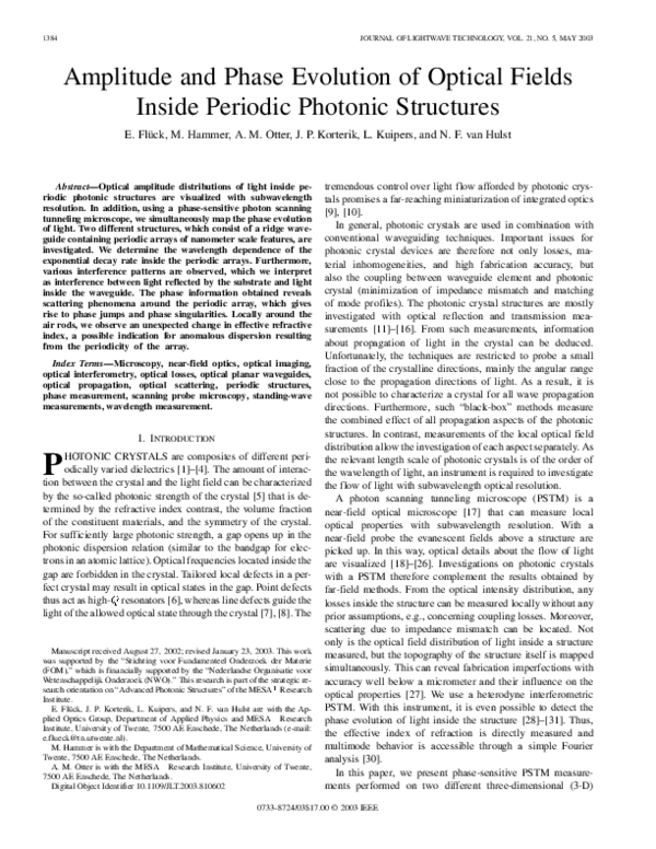 (PDF) Amplitude and phase evolution of optical fields inside periodic photonic structures