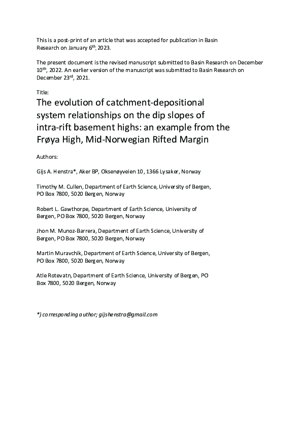 (PDF) The evolution of catchment-depositional system relationships on ...
