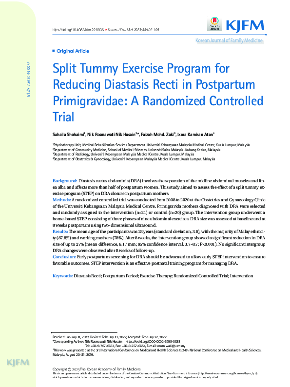 (PDF) Split Tummy Exercise Program for Reducing Diastasis Recti in ...