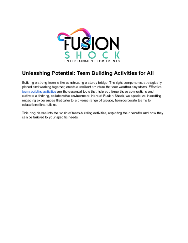(PDF) Unleashing Potential: Team Building Activities for All | Shock ... (PDF) Unleashing Potential: Team Building Activities for All | Shock ...