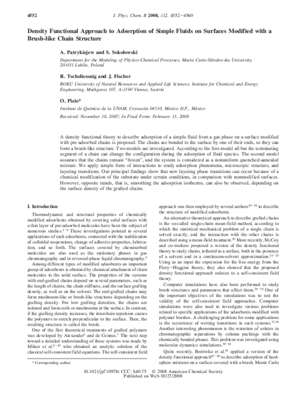 Pdf Density Functional Approach To The Adsorption Of Spherical