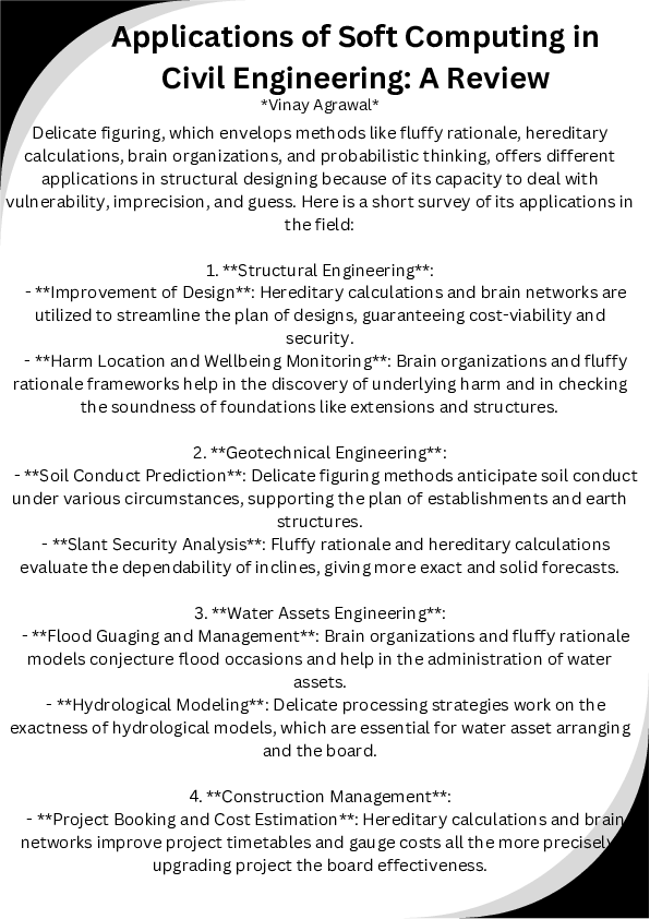 (PDF) Applications of Soft Computing in Civil Engineering: A Review