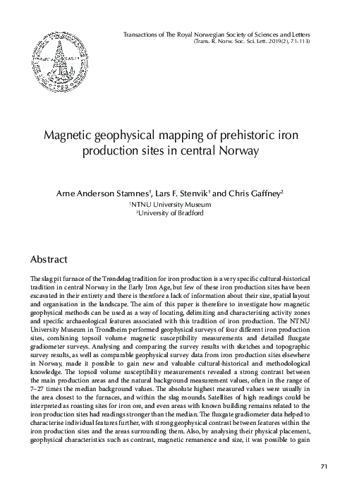 (PDF) Magnetic geophysical mapping of prehistoric iron production sites ...