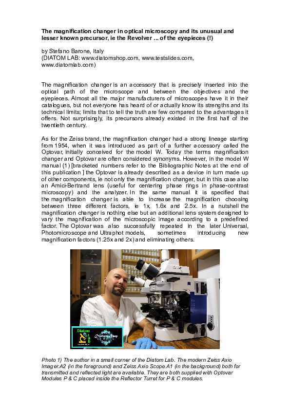 (PDF) The magnification changer in optical microscopy and its unusual ...