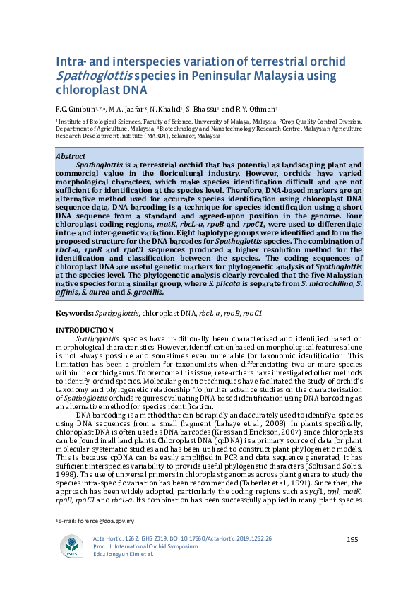 (PDF) Intra- and interspecies variation of terrestrial orchid ...