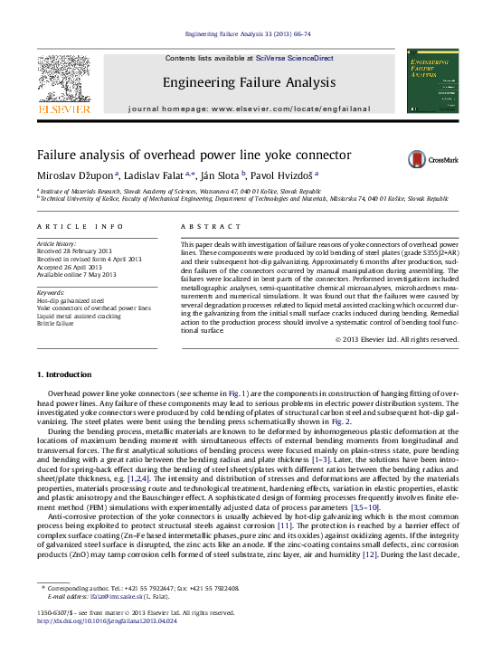 (PDF) Failure analysis of overhead power line yoke connector
