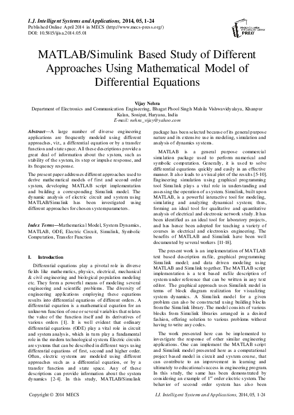(PDF) MATLAB/Simulink Based Study of Different Approaches Using ...