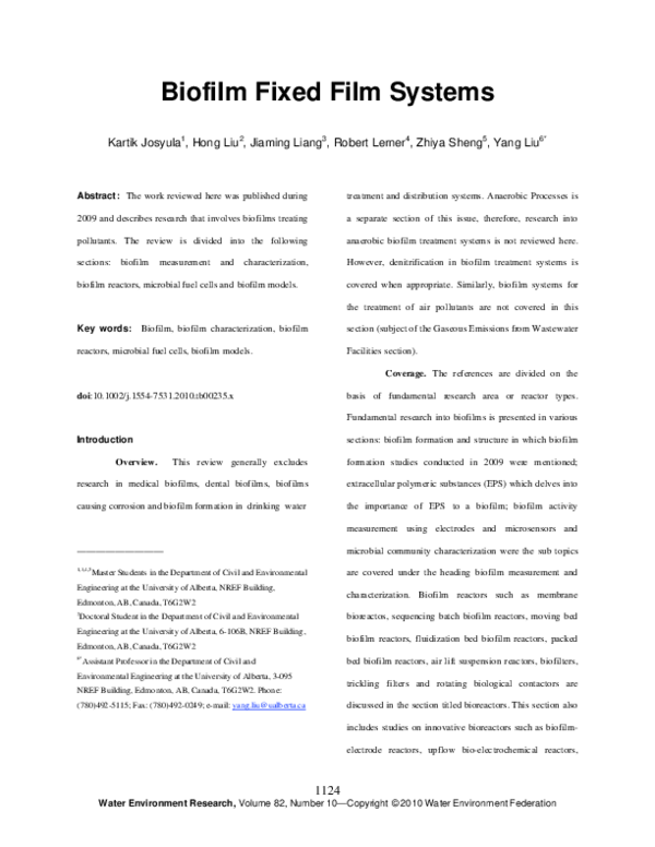 (PDF) Biofilm Fixed Film Systems