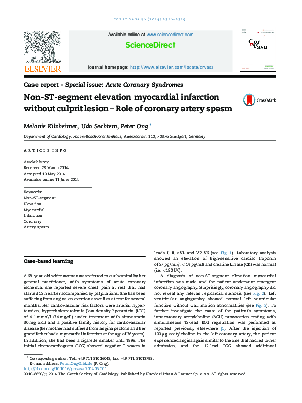(PDF) Non-ST Segment Elevation Myocardial Infarction: Risk ...